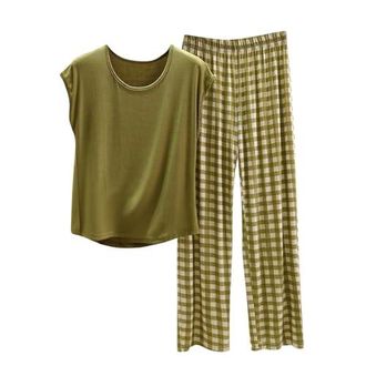 Generic Ensemble 2 pi&egrave;ces pour femme - Tenue d&eacute;t&eacute; sans manches &agrave; col rond - Pantalon court &agrave; jambes larges - Tenues de vacances - Surv&ecirc;tement pour femme - Pan