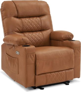 MCombo M MCombo Relaxsessel mit Liegefunktion, Fernsehsessel elektrisch verstellbar, TV Sessel, Recliner Chair, atmungsaktiver Kunstleder, USB &