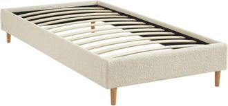Sweeek Lit avec sommier à lattes. finition bouclette. blanc. L 203 x P 96.5 x H 30cm