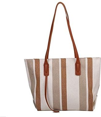 Generic Grand sac fourre-tout tendance en toile avec fermeture &eacute;clair, sac de banlieue d&eacute;contract&eacute;, sac &agrave; main en toile, grands sacs &agrave; bandouli&egrave;re, kaki, Larg