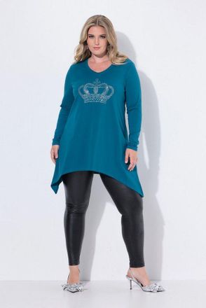 Miamoda T-Shirt Langarmshirt A-Linie Glitzersteinchen-Krone