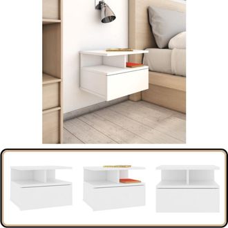 vidaXL Hängender Nachttisch Weiß 40x31x27 cm Holzwerkstoff - Hängender Nachttisch - Wand-Nachttisch - Holzwerkstoff Möbel - Weißer Nachttisch - Kommode