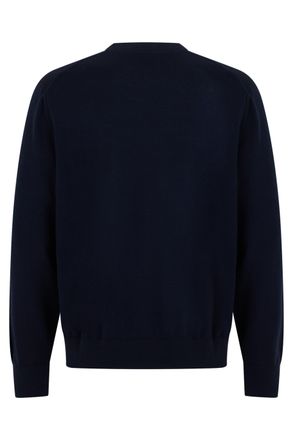 HUGO BOSS Mens Wool Crew Neck Sweater Dark Blue Virgin Sweatshirts