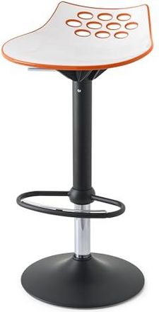 Connubia Hocker Jam verstellbar Gestell schwarz matt Sitz weiß/orange transparent