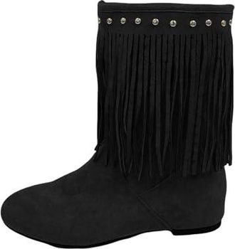 Generic Bottes de marche mi-mollet pour femme - Bout rond - Semelle antid&eacute;rapante - Chaudes et confortables - Bottes dhiver de cowboy - Faciles &agrave; enfiler et &agrave;