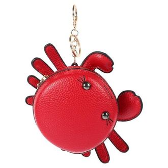 BESPORTBLE Petit Porte-Monnaie Rigide en PU Rouge Porte-Cl&eacute;s Multifonctionnel Dessin Anim&eacute; Crabe Petit Bijou Pratique pour Femme Rangement Monnaie et Cl&eacute;s Access