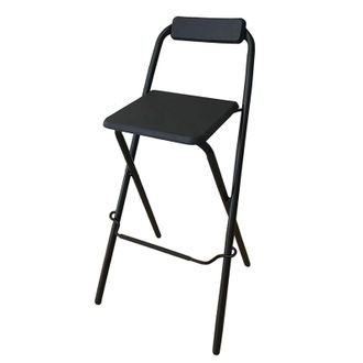 Generic Tragbarer Klapphocker, Schwarz Barhocker Klappbar mit R&uuml;ckenlehne, Platzsparend(75cm/30inch)