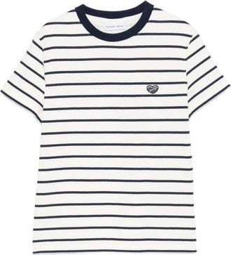 Maison Labiche Femme, Tops, Multicolore, Taille: 40 FR Heart Appliqu&eacute; T-shirt
