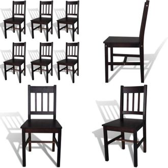 vidaXL Vidaxl - Esszimmerstühle 6 Stk. Dunkelbraun Kiefernholz - Esszimmerstühle - Küchenstühle - Holzmöbel - Kiefernholz Möbel - Dunkle Stühle - Home &
