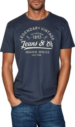 Riverso Tshirt Herren Baumwolle Regular Fit RIVLeon Rundhals Kurzarm Sommer Tee Shirt Print, Gr&ouml;&szlig;e:4XL, Farbe:Dunkelblau (FJD)