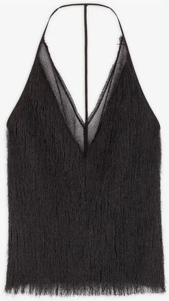 Alysi Femme, Blouses et Chemises, Brun, Taille: 34 FR Top de tela flecos