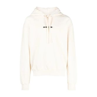 Jil Sander Hoodie mit Logo-Print aus Baumwolle - - Sweatshirts & Hoodies - Herren - Beige - L