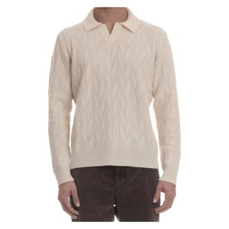 Drumohr Cremefarbener Pullover Gerippter Kragen Stilvoll - - Knitwear - Herren - Beige - 2XL