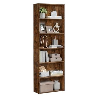 Vasagle Biblioth&egrave;que, &Eacute;tag&egrave;re sur 6 Niveaux, Meuble de Rangement Ouvert, &Eacute;tag&egrave;re, 24 x 60 x 178,5 cm, pour Salon, Bureau, Salle &agrave; Manger, Marron Rustique LBC1