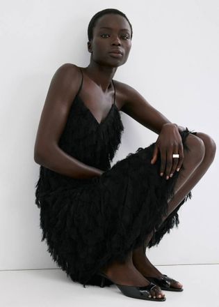 Mango Sandales lani&egrave;re talon kitten heel noir - Femme - 35 - MANGO