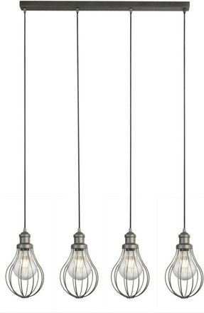 Searchlight Searchlight - Suspension Barre 4 lumières balloon cage métal finition étain, E27 4x60w max Lg 81cm