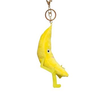 Generico Porte-bagages en forme de banane farcie - Pendentif en peluche en forme de dessin anim&eacute; de 8 cm, porte-c&acirc;bles doux amusant pour les enfants adultes, p
