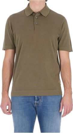 Drumohr Homme, Tops, Vert, Taille: L Polo en coton fin ice cotton frosted