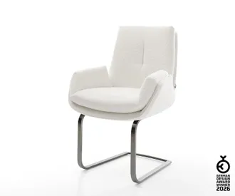 DELIFE Freischwinger Clea-Flex Boucl&eacute; Creme-Wei&szlig; Freischwinger flach Graphit, Esszimmerst&uuml;hle