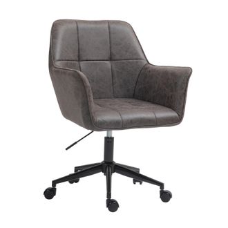 SVITA GREG Schreibtischstuhl B&uuml;rostuhl mit Armlehnen h&ouml;henverstellbar Drehstuhl mit Rollen Kunstleder Grau