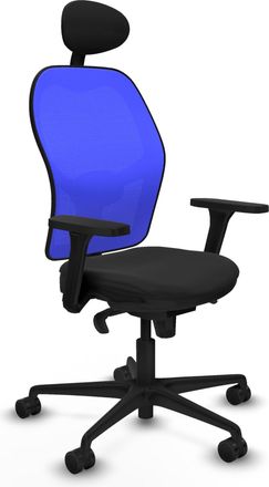 Piqueras y Crespo B&uuml;rostuhl mit 3D-Armlehnen, h&ouml;henverstellbarer Lendenwirbelst&uuml;tze und festem Kopfteil, ausgestattet mit 5 Positionen und injiziertem Schaumstoff, Blau