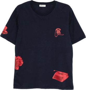 Bally t-shirt en coton à imprimé graphique - Bleu
