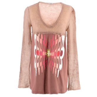 Miu Miu Knitted Trim Long-sleeved Top Size M