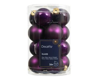 Kaemingk 16er Set Glas-Christbaumkugeln Lila Matt & Glänzend, 3,5 cm dekorativ & haltbar