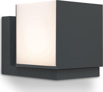 Lutec LED Au&szlig;enwandleuchte CUBA, moderne Au&szlig;enlampe aus Aluminium in Anthrazit und wei&szlig;em Polycarbonat, Wandleuchte 350&deg; drehbar, mit Lichteffekten an der W