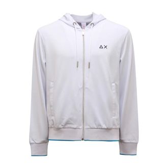 Sun 68 Homme, Sweatshirts et sweats &agrave; capuche, Blanc, Taille: L Sweat &agrave; capuche Zip Piquet Small Stripes Fleece