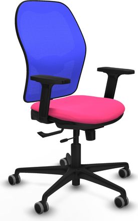 Piqueras y Crespo Jorquera B&uuml;rostuhl mit 2D-Armlehnen, ausgestattet mit Syncro/Traslack und injiziertem Schaumstoff, Rollen 65 mm, Parkett, Blau/Rosa