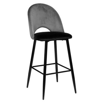 Atmosphera Atmosphera - Lot de 2 tabourets bar d&eacute;co velours Kara Couleur: Gris