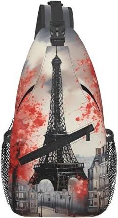 Generic Sacoche Bandouliere Tour Eiffel Paris Romantique L&eacute;ger Sac &agrave; Bandouli&egrave;re Multifonction Sac DEpaule pour &eacute;cole Randonn&eacute;e Camping