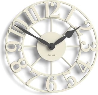 Jones Clocks Lighthouse Wanduhr | Skulpturale skelettierte Uhr | Blasscreme | Elegante, erhabene Ziffern | Dekoratives Design für Küche, Wohnzimmer oder Schlafzimm