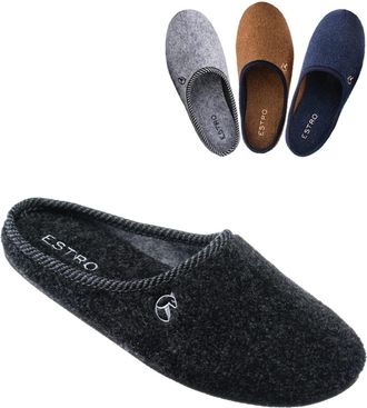 Estro & Luminara Filzpantoffeln Herren Pantoffeln Herren - Filzpantoffeln mit Gummisohle Hausschuhe Männer Filz Männer Hausschuhe Warm REX (40 EU, Anthrazit)
