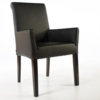 SIX Armlehnstuhl Galdo Leder Schwarz Beine Wenge | Ledersessel Lederstuhl Sessel