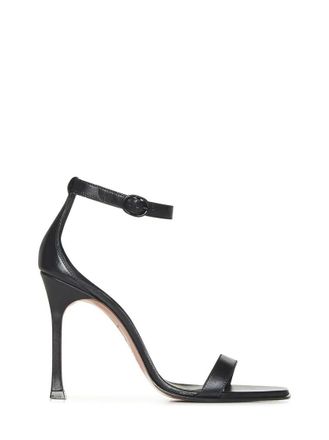 Amina Muaddi Sandalen - Nappa Leather Sandals With Delicate Ankle Strap - Gr. 37,5 (EU) - in Schwarz - f&uuml;r Damen