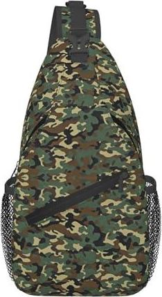 Generic Polyester Sacoche Tactique Art de camouflage militaire vert froid Sac Bandouli&egrave;re Durable Crossbody Bag pour Voyage Homme Femme