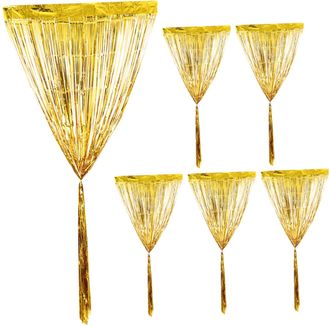 TOPBATHY 6 St&uuml;ck Teiliges Folien Goldfarben Gl&auml;nzender Partyvorhang als Geburtstags Abschlussdekoration Vielseitiger Lametta-Vorhang f&uuml;r Fenster T&uuml;ren und Fest