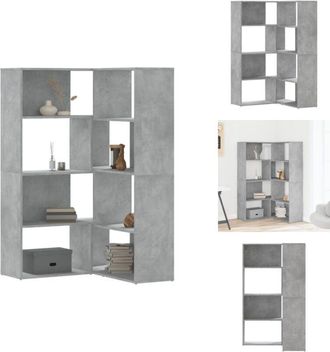 vidaXL Bibliothèque dangle à 4 niveaux gris béton bois dingénierie - Bibliothèque Dangle - Bibliothèques Dangle - Étagère À Livres Dangle