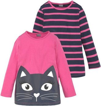 Kidsworld Langarmshirt für kleine Mädchen (2-tlg., 2er-Pack) Langarm, lässige Passform