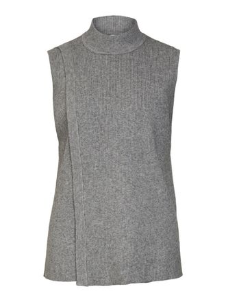 Object Object Collectors Item Damen OBJFAE THESS S/L Waistcoat NOOS Pullunder, Medium Grey Melange, S