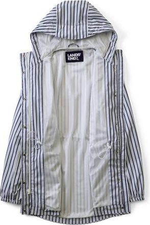 Lands End Wasserdichte Gemusterte Regenjacke SQUALL mit Packfach, Damen, Gr&ouml;&szlig;e:52-54 plus, Wei&szlig;, Polyester, by Lands End