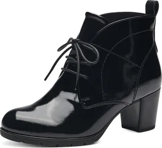 Marco Tozzi Damen Stiefeletten mit Absatz zum Schnüren Elegant, Schwarz (Black Patent), 41 EU