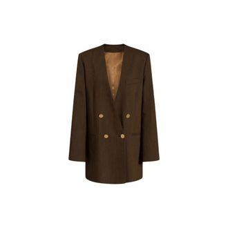 Alberta Ferretti Femme, Vestes, Brun, Taille: 38 FR Blazer oversize &agrave; double boutonnage