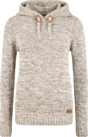 Oxmo Philla Damen Strickpullover Kapuzenpullover Grobstrick Pullover mit Kapuze 100% Baumwolle Regular fit, Farbe: Dune (795409)., Gr&ouml;&szlig;e: XL