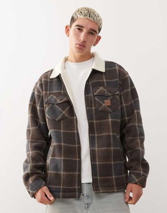 Quiksilver Jacke aus Sherpafleece in kariertem Schokobraun-Brown