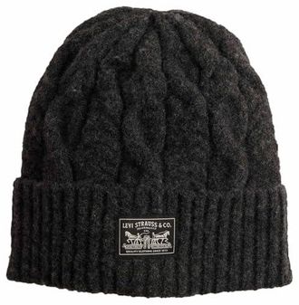 Levi's Bonnet &agrave; Dos pour Femme - Bonnet tricot&eacute; pour Les Vacances - Gris chin&eacute; Clair - Taille Unique, Gris Clair, Taille Unique