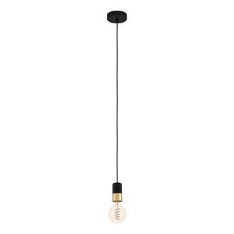 Eglo Pendelleuchte Esstisch Calari, Vintage H&auml;ngelampe f&uuml;r Wohnzimmer und Esszimmer, Esszimmerlampe aus Metall in schwarz und Messing, Lampe h&auml;ngend mit E2