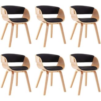 vidaXL Chaises &agrave; manger lot de 6 noir bois courb&eacute; et similicuir vidaXL